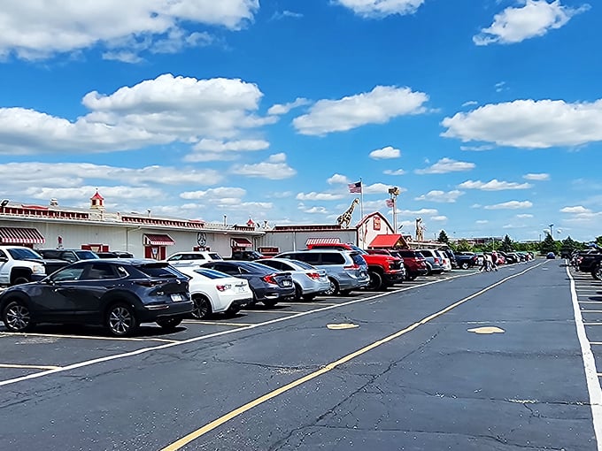 A sea of cars under Ohio blue skies suggests what locals already know—Traders World draws crowds who come for bargains and leave with treasures.
