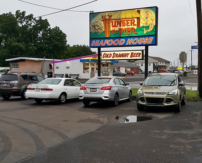 Even on a gray day, the parking lot fills up—locals know that inside this unassuming building lies some of Pennsylvania's finest seafood.