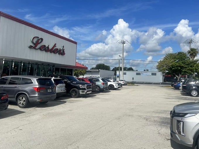 The packed parking lot tells the story before you even step inside—when locals and visitors alike agree on a place, you know you've found something special.