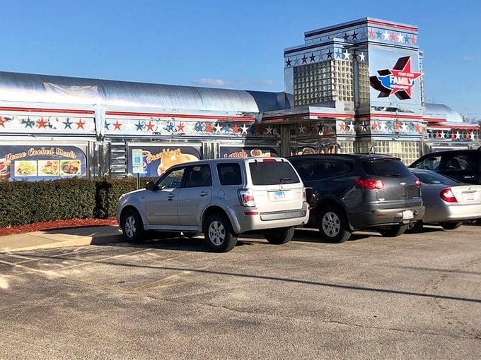 The parking lot fills early—not because it's small, but because word about Four Star's breakfast spreads faster than their homemade gravy.