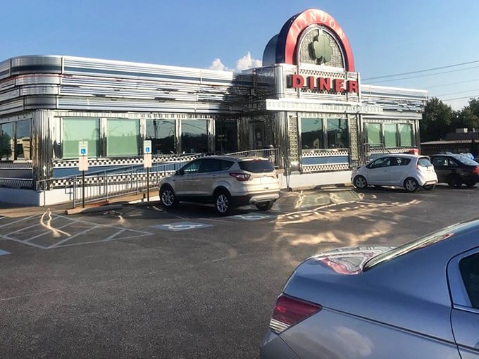 Parked cars outside the Lyndon Diner tell the story—locals know where to find the good stuff. The chrome exterior gleams like a well-polished promise.