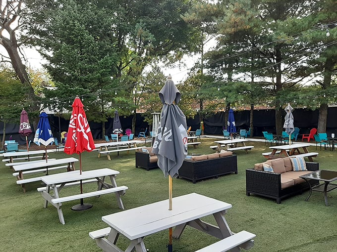 The outdoor space offers a breath of fresh air and enough room to spread out—Pennsylvania's answer to backyard dining without having to do the dishes.