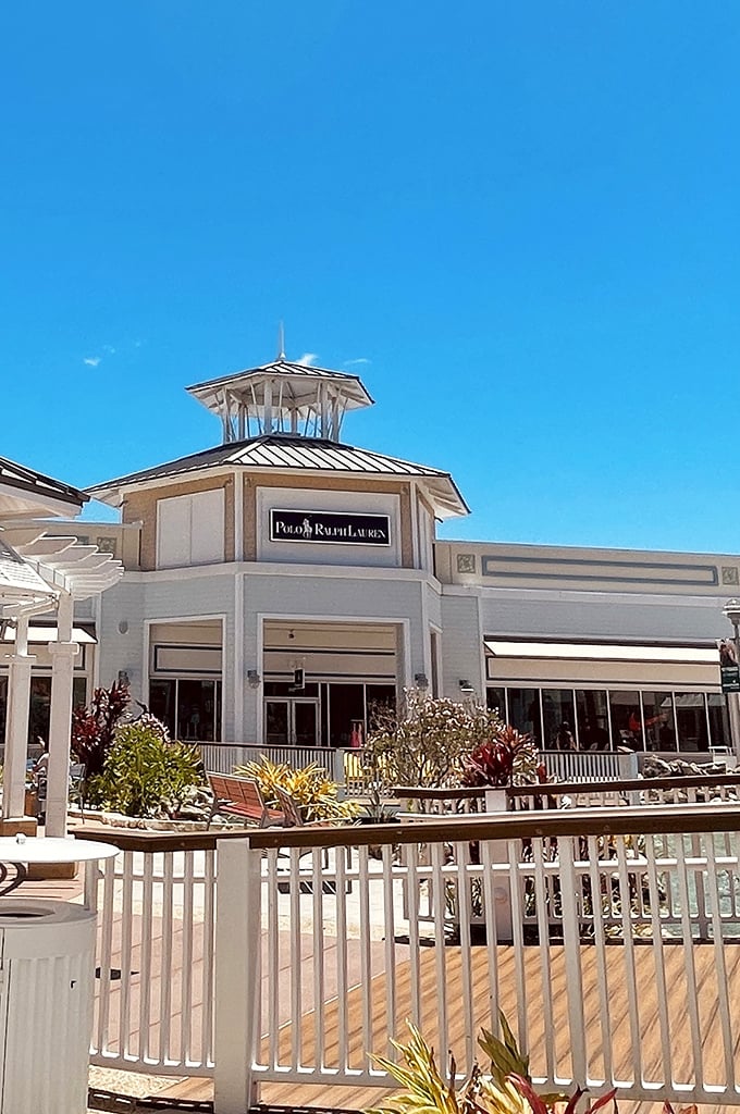 Polo Ralph Lauren's gazebo-topped storefront brings country club aesthetics to outlet prices – the democratization of preppy has never looked so good.