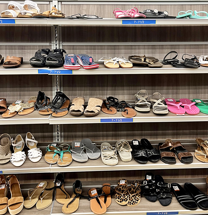 Summer footwear fantasyland! From patriotic flip-flops to leopard-print sandals, your toes' next adventure is just a try-on away. 
