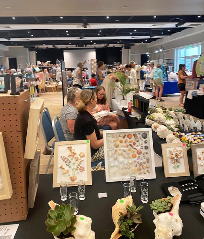 Shell artists transform beach treasures into framed masterpieces. What was once a mollusk's home becomes wall art worth crossing state lines for.
