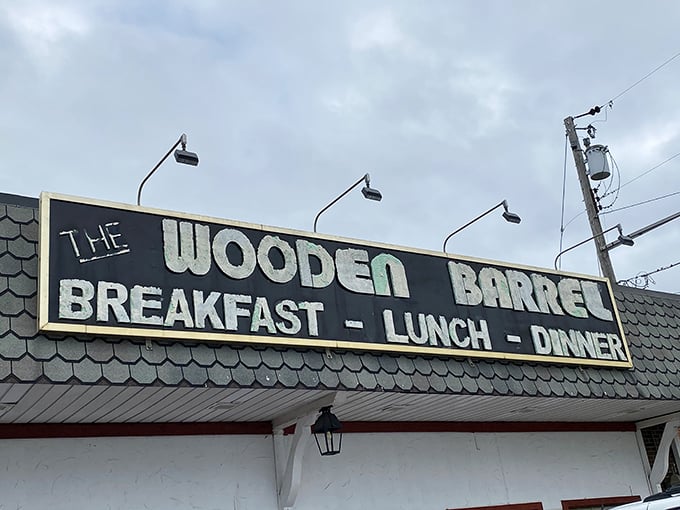 The sign says it all—breakfast, lunch, and dinner. No pretentious small plates or deconstructed classics, just honest-to-goodness meals all day long.