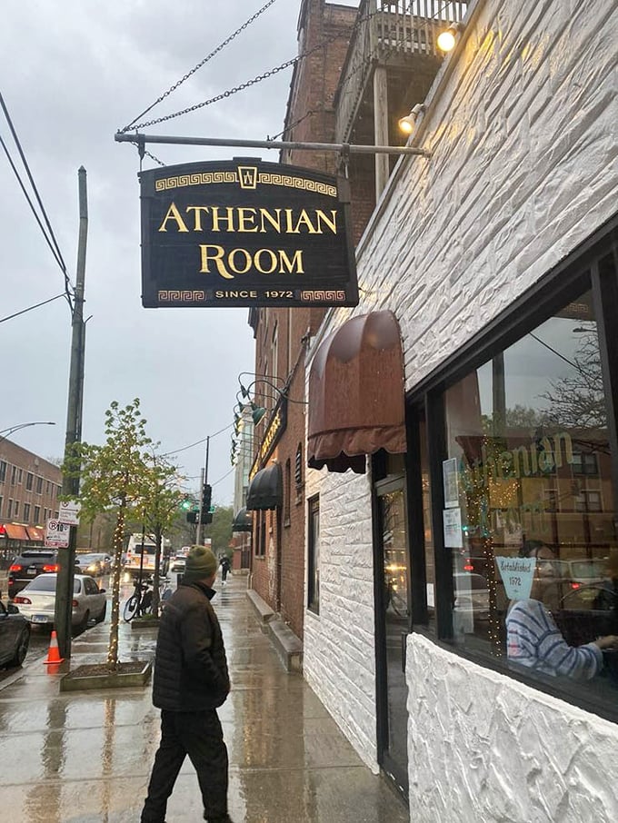 Rain or shine, the Athenian Room sign promises the same thing it has since 1972: authentic Greek food that feeds both body and soul.
