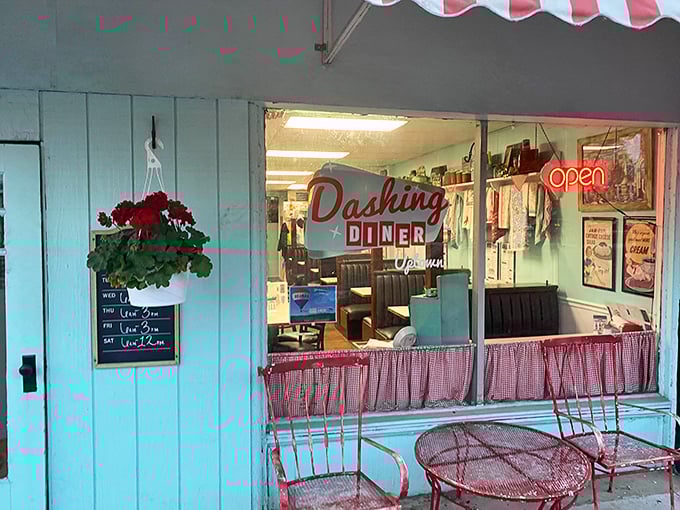 The entrance doesn't just welcome you—it promises a meal worth remembering in a setting that feels like a warm embrace from a bygone era.