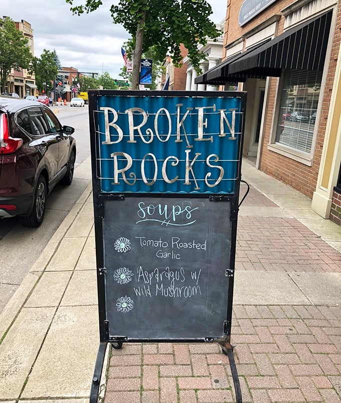 Street signage that stops pedestrians in their tracks. Those soup specials aren't just written in chalk—they're written in the language of "get in my belly now."