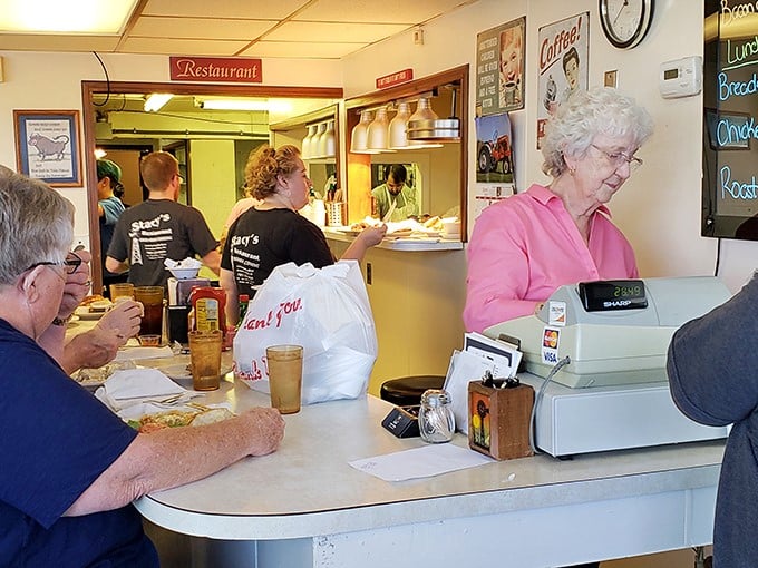 Where the magic happens – Stacy's staff in their element, turning simple ingredients into the comfort food that keeps people coming back for decades.