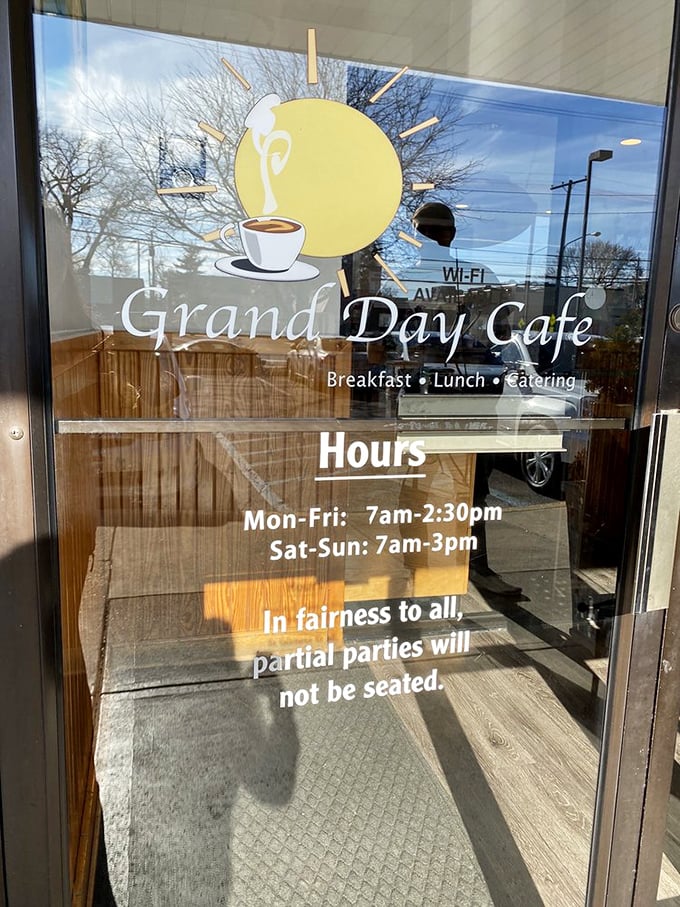 The door reveals the sacred hours of operation—knowledge as valuable as gold when your stomach is making those embarrassing hunger sounds.