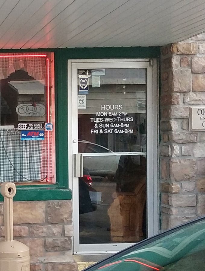 Business hours posted clearly—because knowing exactly when you can get your hands on that coconut cream pie is essential information for pie enthusiasts.