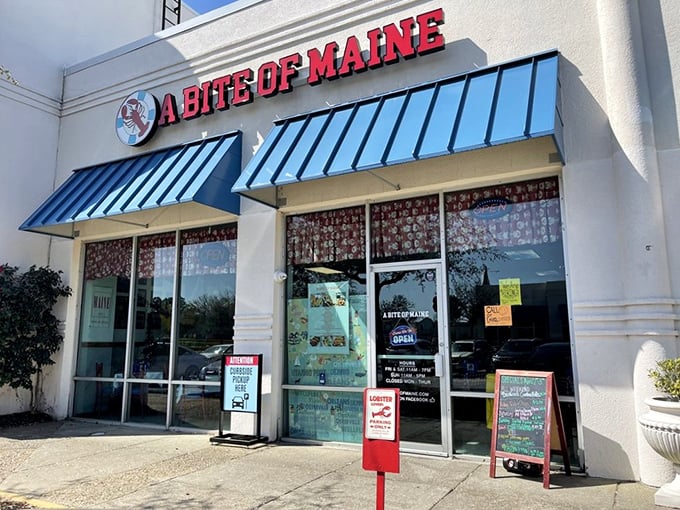 The storefront might be unassuming, but what happens inside is nothing short of seafood magic. Blue awnings hint at the ocean treasures within.