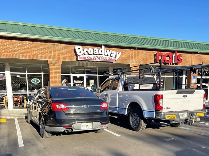 No valet parking, no dress code—just cars parked directly in front of sandwich paradise, as nature intended.