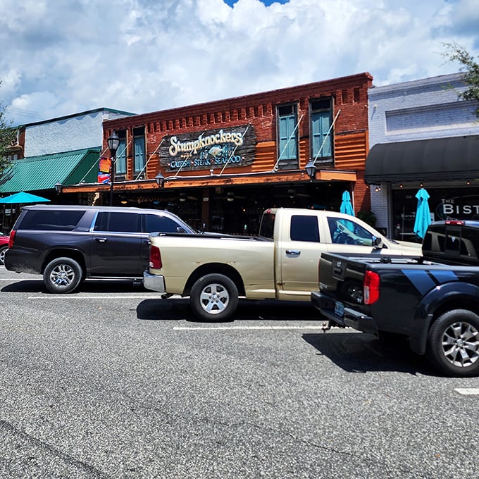 Stumpknockers restaurant brings rustic charm to downtown dining – where the name might be quirky but the seafood is seriously good.