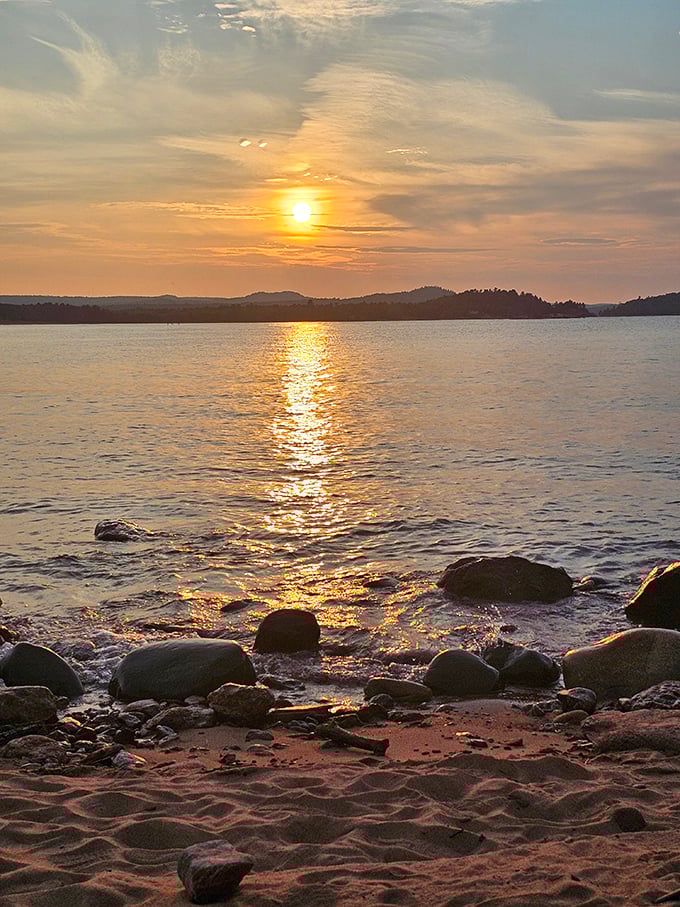 Golden hour paints the lake in shades that make even seasoned photographers reach for their cameras.