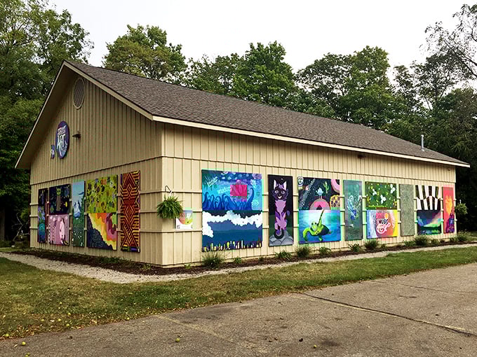 This art-covered building proves Tecumseh isn't stuck in the past—creativity blooms here in vibrant colors that brighten even cloudy Michigan days.