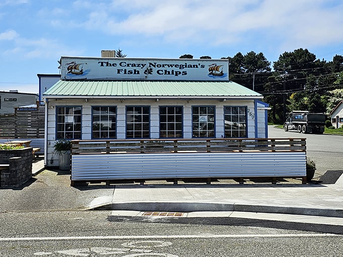 The Crazy Norwegian's Fish & Chips—where the name is quirky but the seafood is serious business. A local institution for good reason.