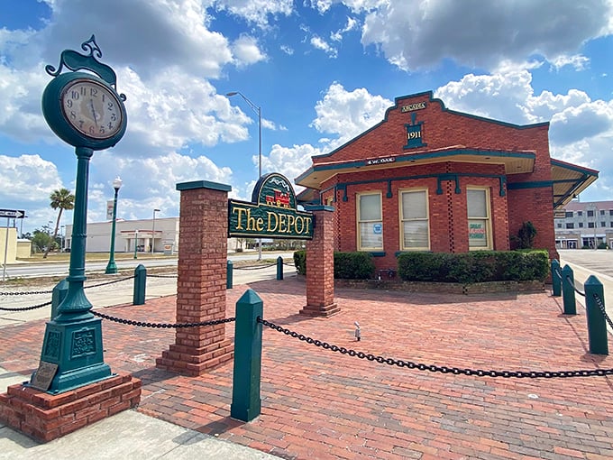 The Depot stands as a perfectly preserved time capsule, its vintage clock reminding visitors that in Arcadia, history isn't past—it's present.