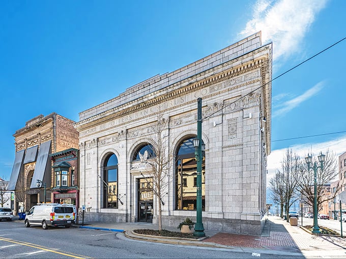 The Vault's elegant façade speaks to East Liverpool's prosperous past, when this Ohio River town was flush with pottery industry success.