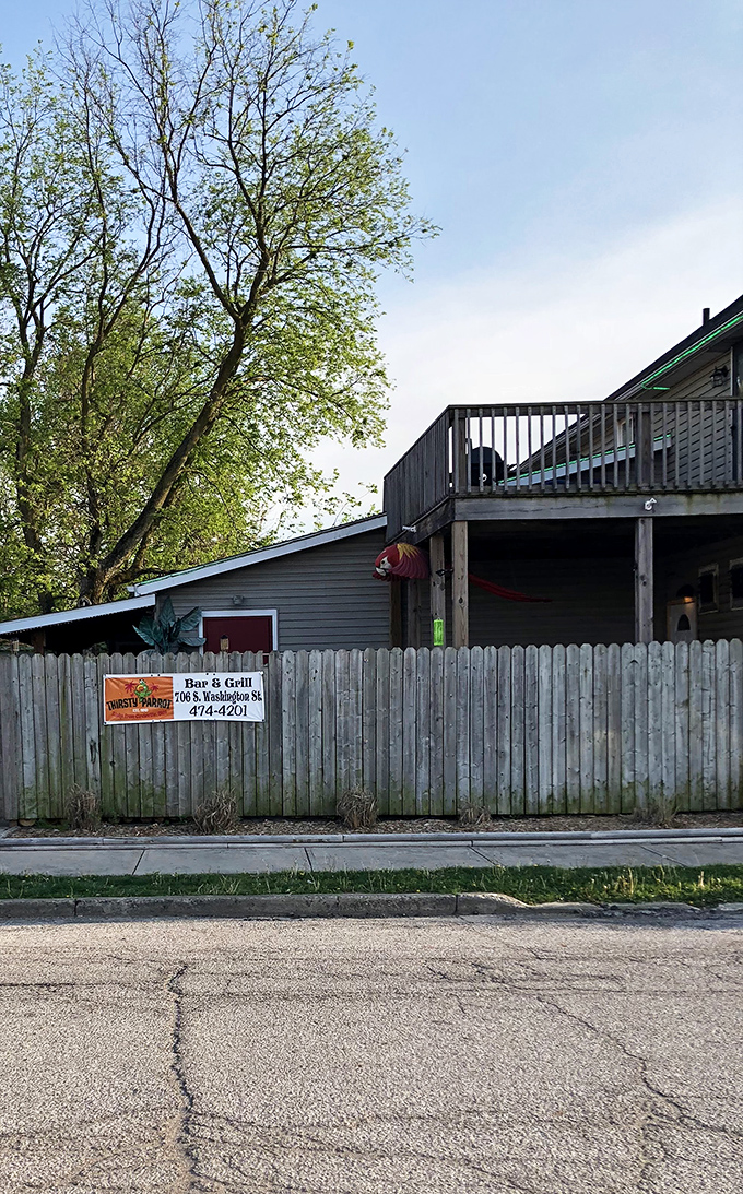 The Thirsty Parrot offers laid-back vibes behind an unassuming fence—proving Circleville's best spots often require a bit of local knowledge.