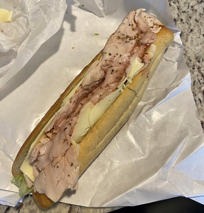 This turkey hoagie isn't trying to be healthy—it's trying to be delicious, and succeeding magnificently with every perfectly proportioned bite.