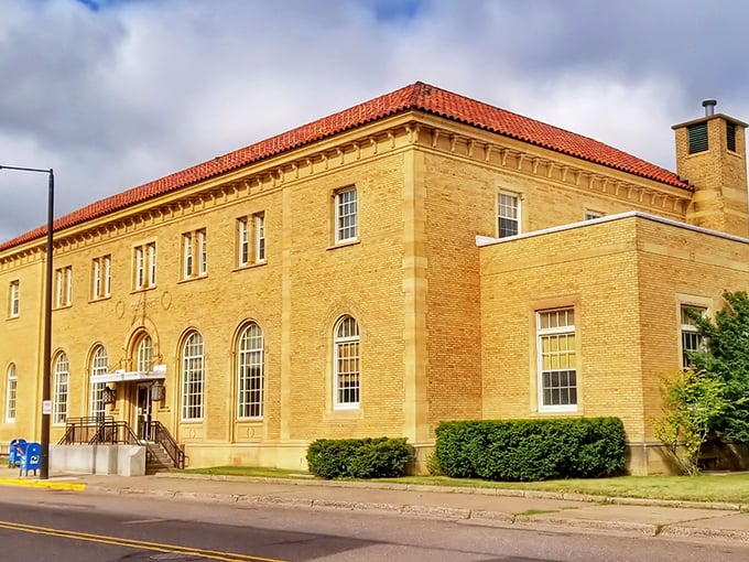 This handsome yellow brick building stands as a testament to when even postal services were housed in structures built to impress.