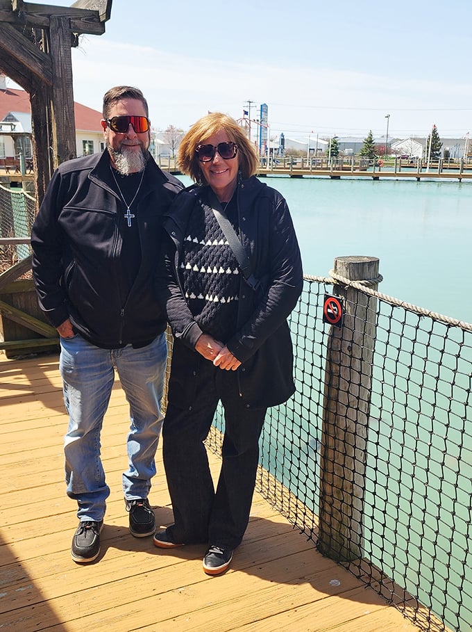 Couples who shop together, stay together – especially when there's a waterfront boardwalk for romantic strolls between stores.