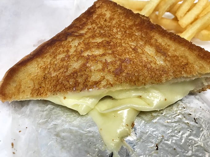 This grilled cheese isn't trying to reinvent the wheel—it's just perfecting it with golden-brown bread and molten American cheese.