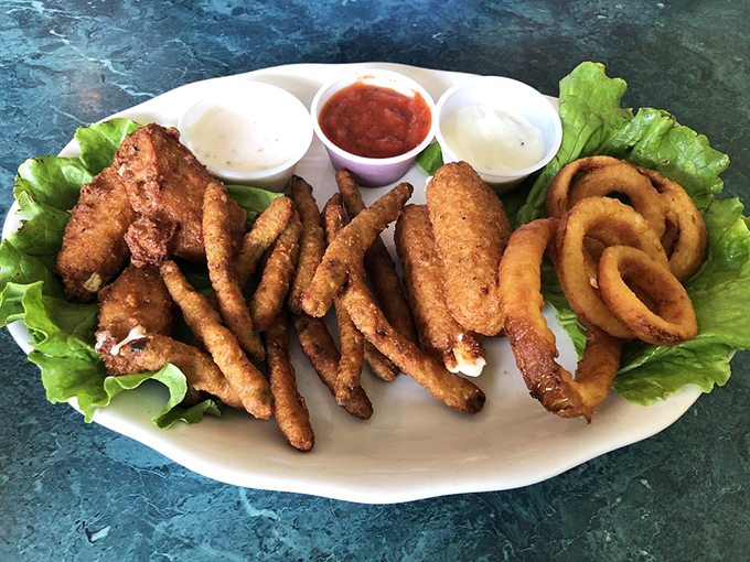 The appetizer sampler – because sometimes the hardest part of dining out is choosing just one fried delight. Problem solved!