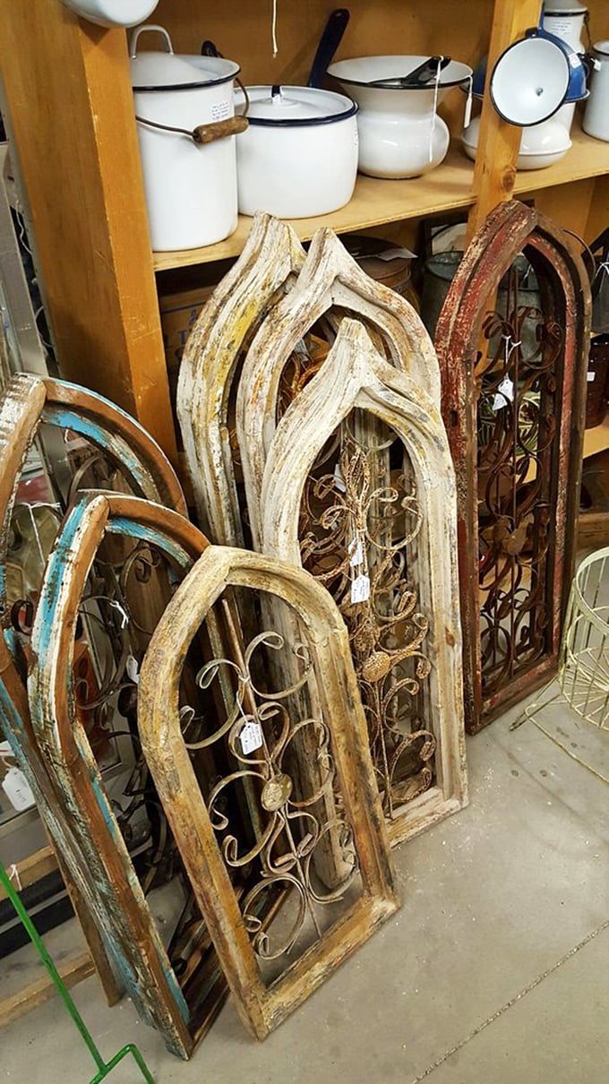 These architectural window frames aren't just salvage—they're portals to the past, ready to become someone's Pinterest-worthy statement piece.
