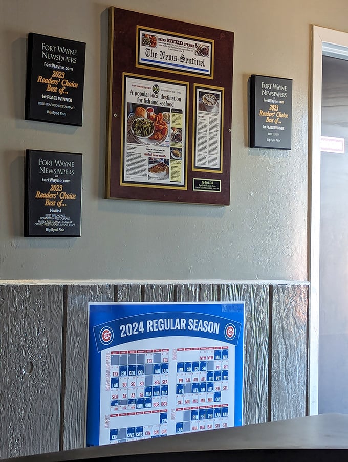 Recognition from Fort Wayne newspapers proves what regulars already know – this place serves award-winning fish worth celebrating proudly.