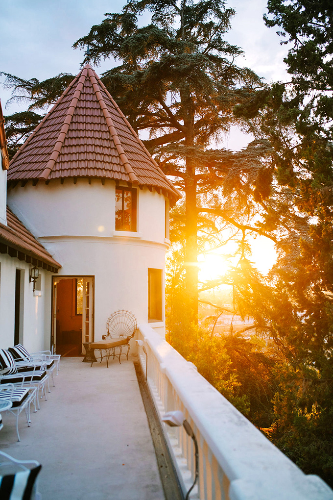Sunset from the castle turret balcony—nature's own light show that makes even the most jaded Californian pause their scrolling to appreciate real-life magic.