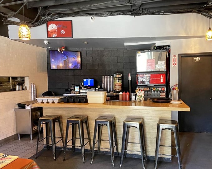 The bar area—command central for BBQ bliss. Simple, efficient, and ready to serve happiness in liquid and solid forms.