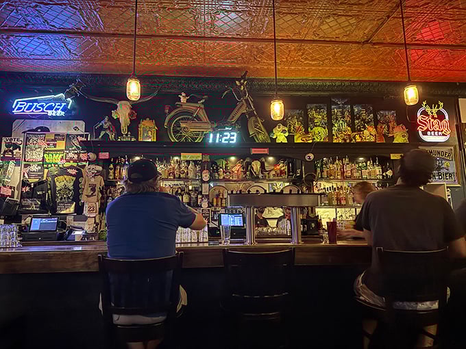 The bar at midnight—where stories are exchanged, friendships forged, and decisions made that tomorrow's you will question.