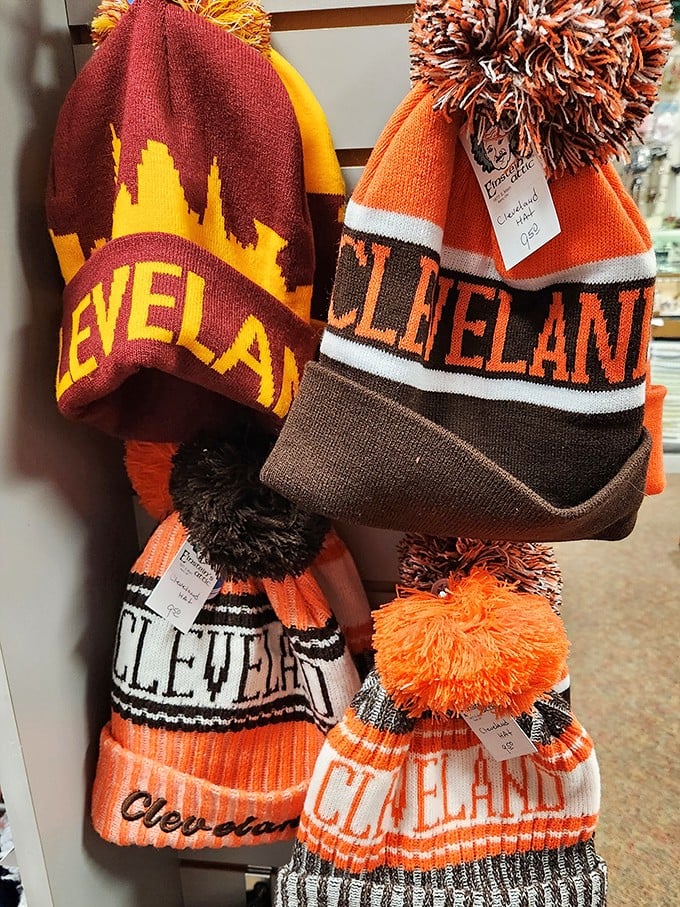 Cleveland pride hangs in abundance—because in Ohio, sporting your city's colors isn't just fashion, it's practically a constitutional requirement.