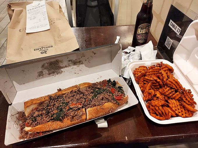 The Beef Italiano with a side of waffle fries – when your cheesesteak takes a Mediterranean vacation and sends home delicious postcards.