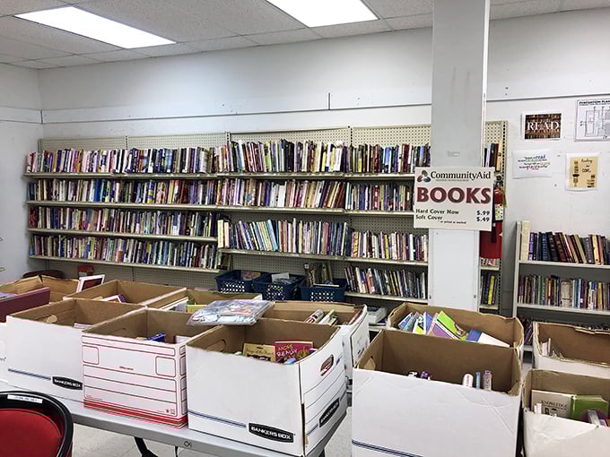 Book lovers browse shelves that rival independent bookstores in both variety and organization.