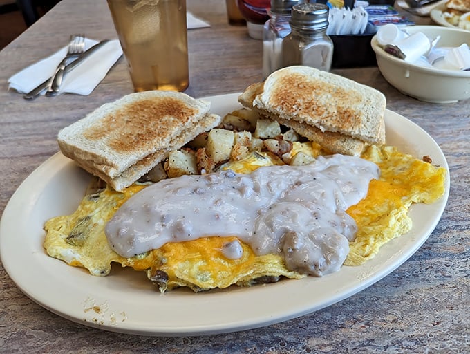 Breakfast with gravy is like life with good friends—messy, rich, and absolutely worth the extra napkins.