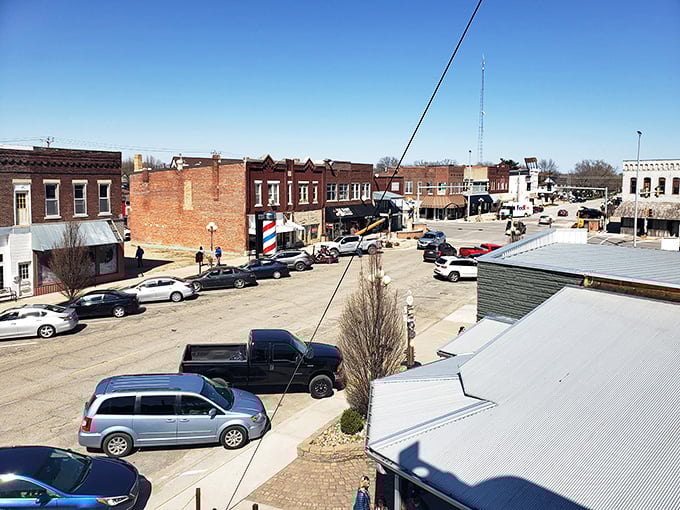 Downtown traffic moves at the perfect pace – slow enough to spot every giant surprise around the corner.