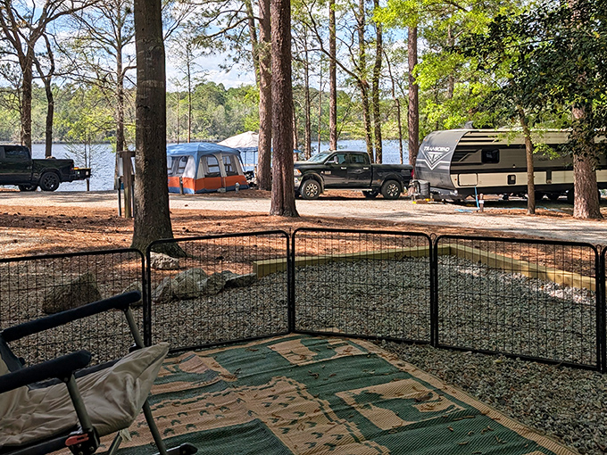 Camping with a lake view—where "roughing it" means occasionally losing Wi-Fi signal. Outdoor living rooms with million-dollar views.