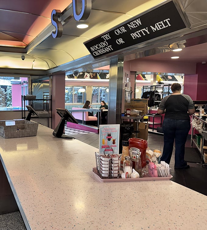 The cashier area – the final checkpoint before reluctantly returning to a world where breakfast isn't served all day.