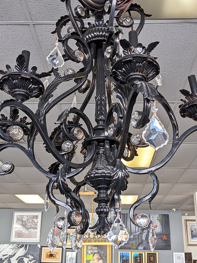 Dramatic chandelier that whispers, "Yes, I once hung in a mansion, and I could class up your dining room too."