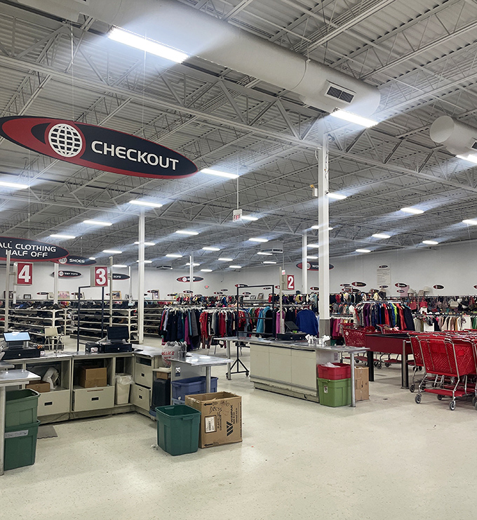 Checkout central, where thrifting victories become official. Those numbered lanes have witnessed countless "You paid HOW much?" conversations.