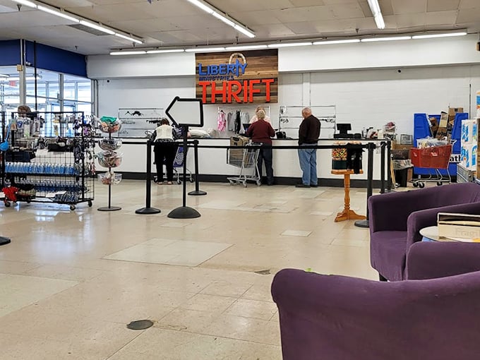 The checkout area: where treasure hunters complete their quests. Every cart tells a story of discovery and delightful bargains.