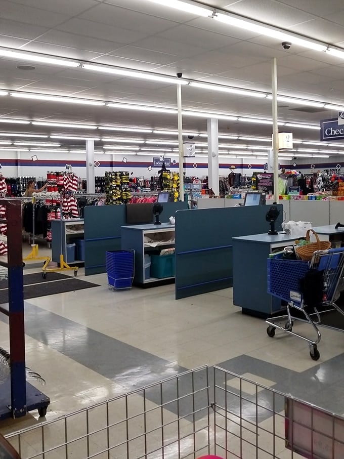 Checkout lanes where treasures become possessions and the thrill of the hunt concludes with that sweetest of phrases: "Your total is..."