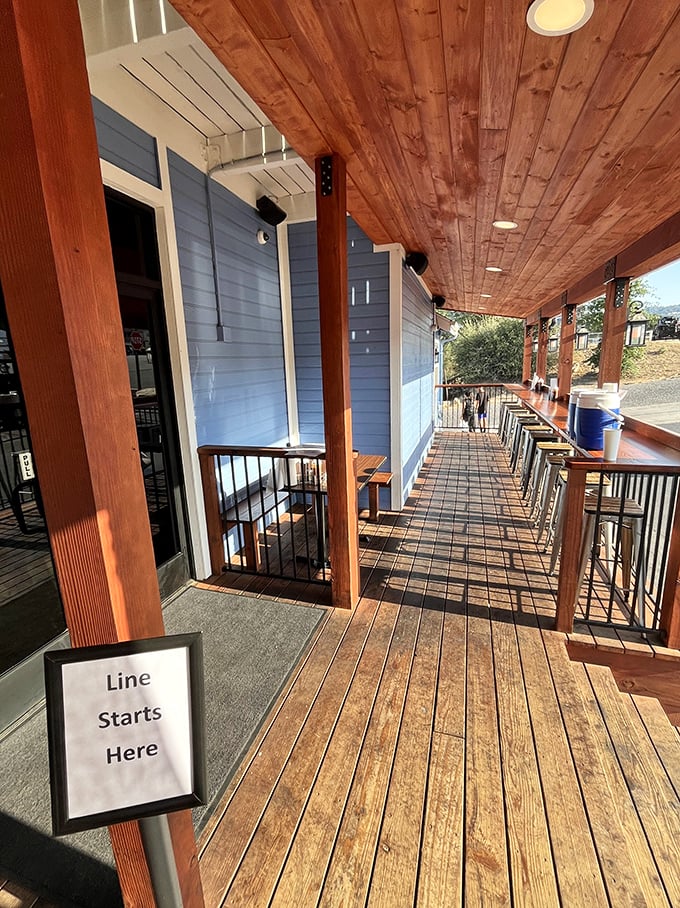 The covered patio offers al fresco dining with a side of Sierra mountain air – nature's perfect palate cleanser between bites.