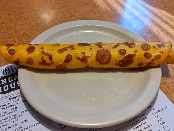 This spotted crepe looks like a leopard decided to become breakfast. Exotic, mysterious, and guaranteed to disappear quickly from your plate.