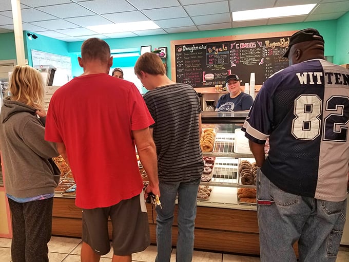 The morning pilgrimage – locals patiently waiting their turn at the counter. The anticipation is half the fun... almost.