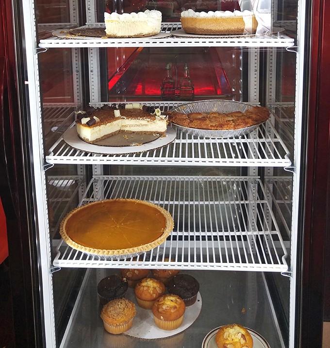 The dessert case – where willpower goes to die a gloriously sweet death. That pumpkin pie is practically winking at you.